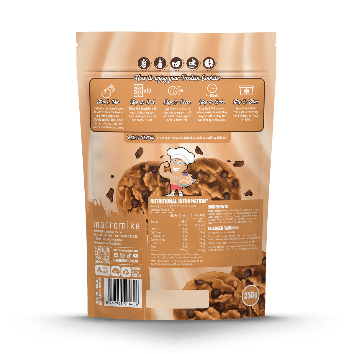 Choc Chip Cookie Baking Mix (250g Bag) – Macro Mike