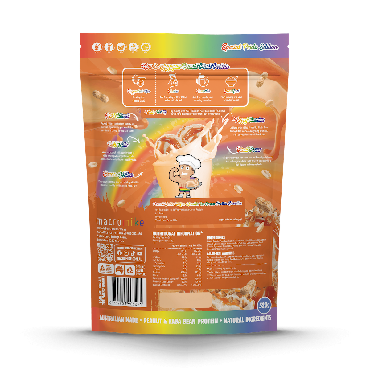 Peanut Butter Toffee Vanilla Ice Cream Protein (520g Bag) – Macro Mike