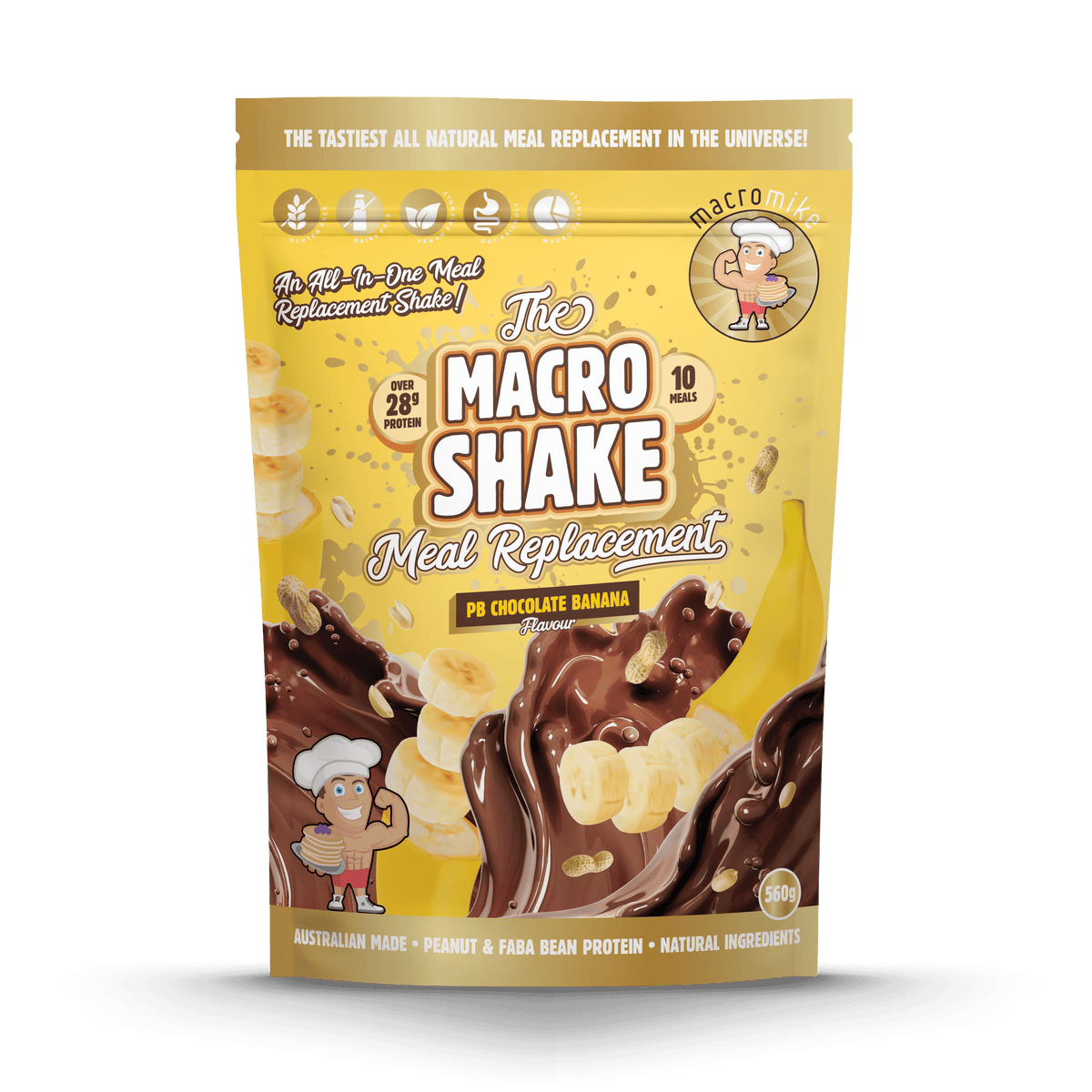 PB Chocolate Banana Macro Shake Meal Replacement (560g Bag) – Macro Mike