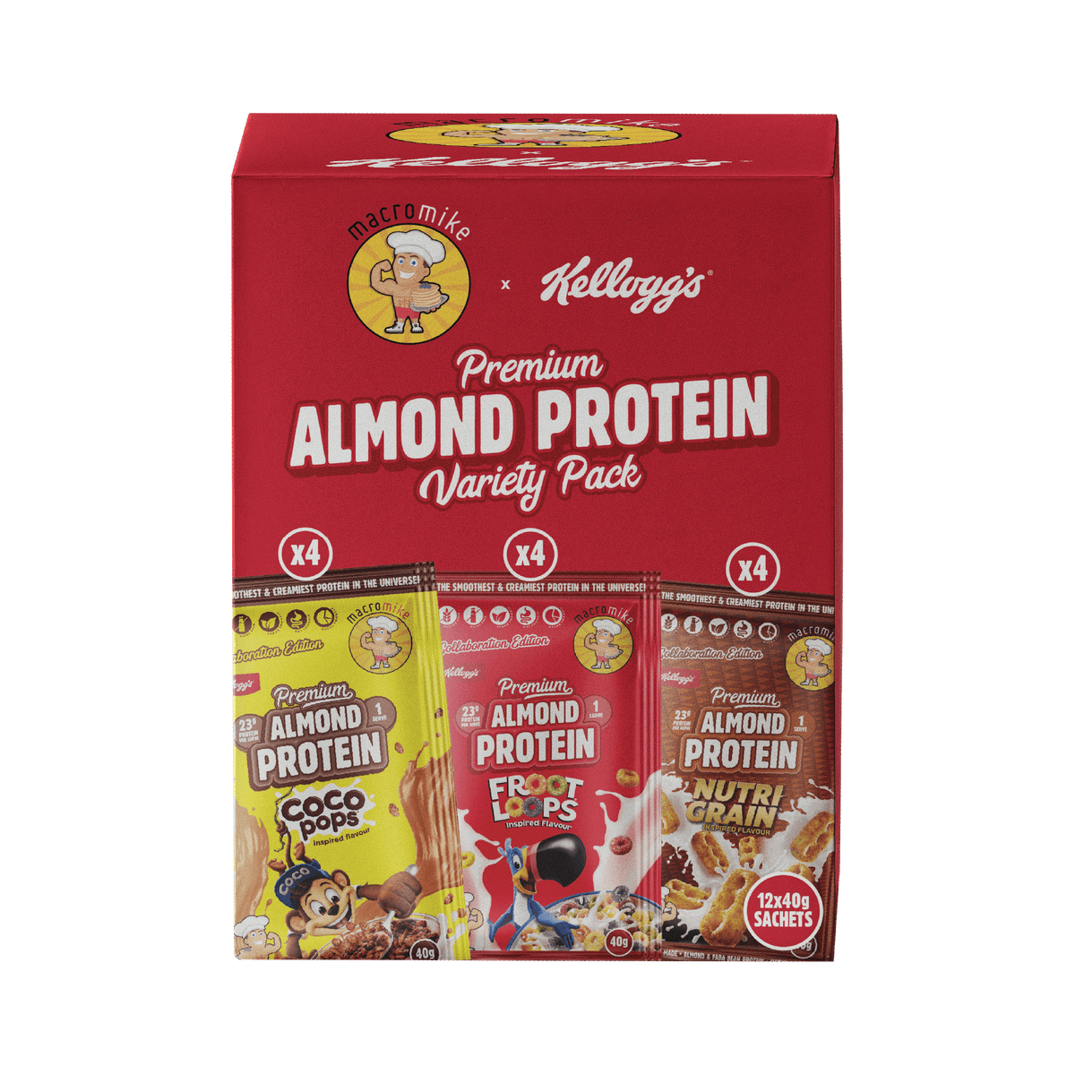 Macro Mike x Kellogg's Variety Sample Pack & Shaker (12 x 40g Sachets)