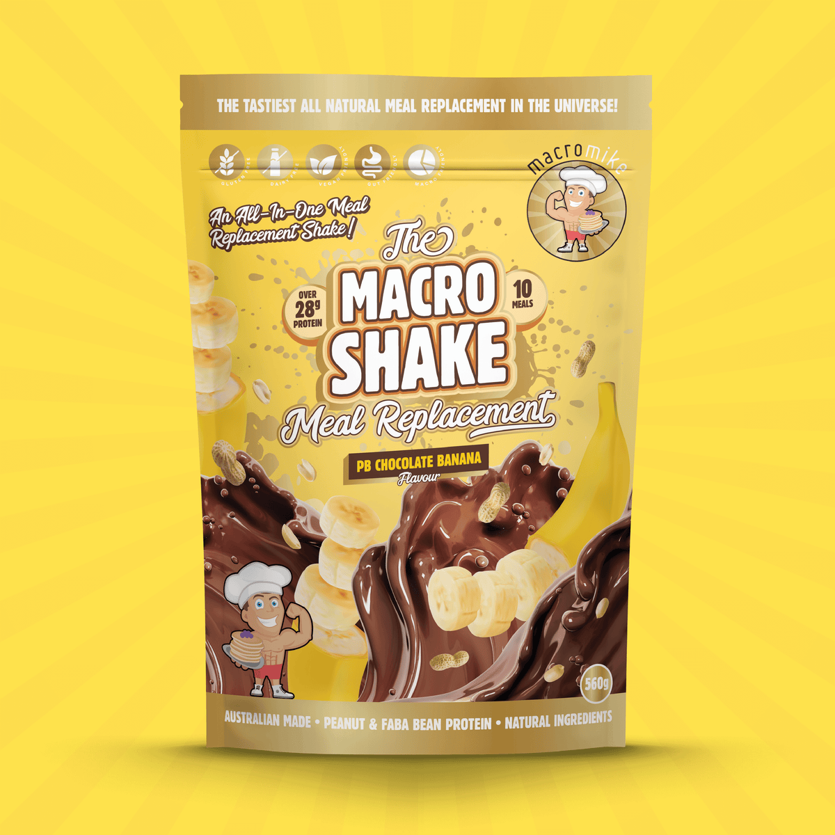 PB Chocolate Banana Macro Shake Meal Replacement (560g Bag) – Macro Mike