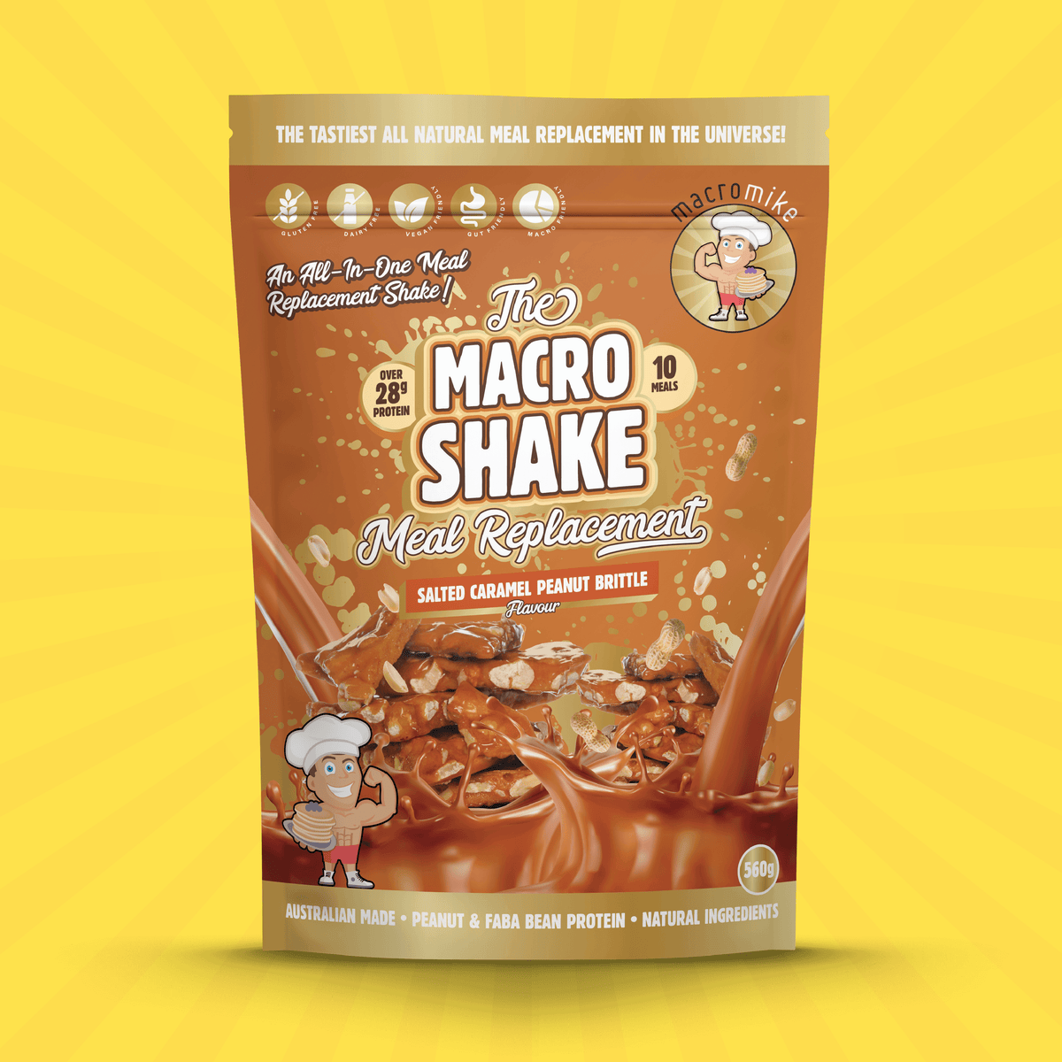 Salted Caramel Peanut Brittle Macro Shake Meal Replacement (560g Bag ...