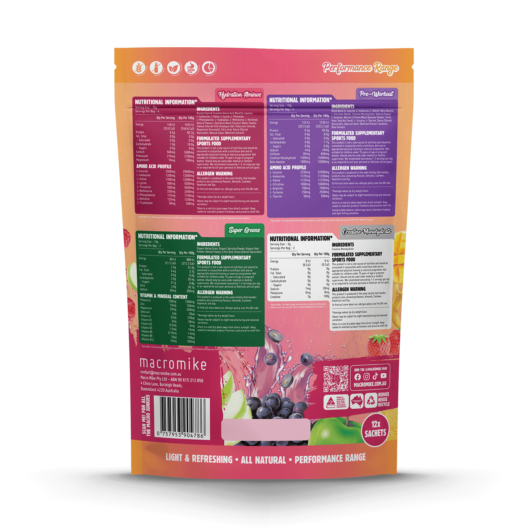 All Natural Performance Range Sample Pack (12 x Sachets)