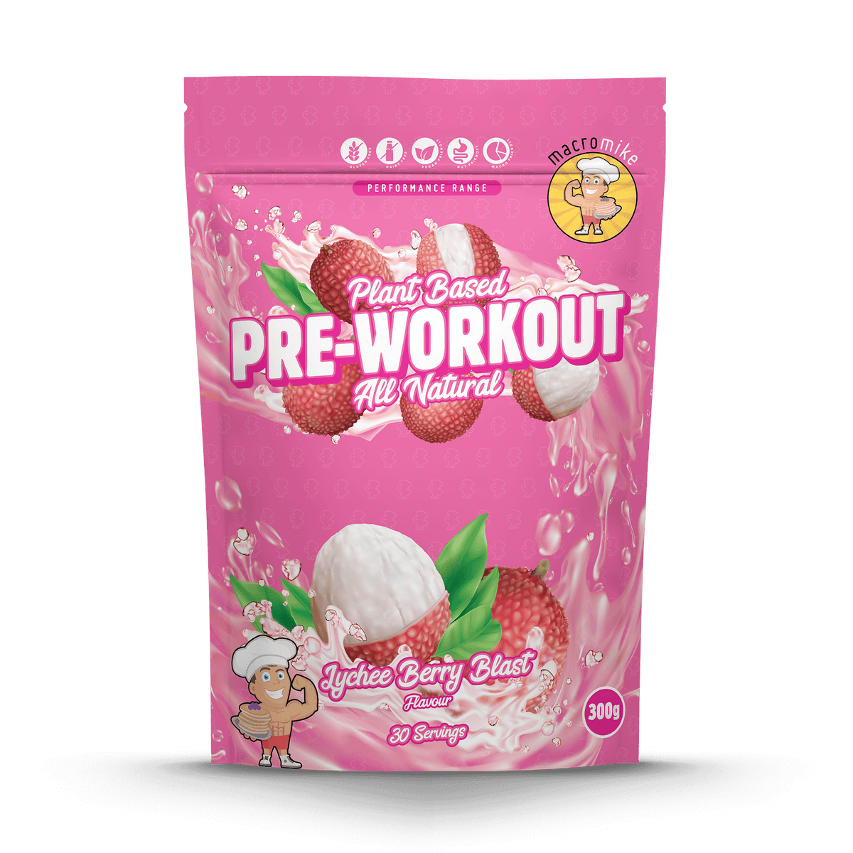 Lychee Berry Blast Pre-Workout (300g Bag) – Macro Mike