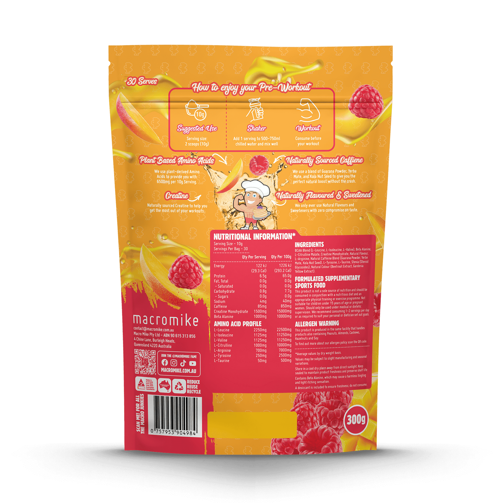 Raspberry Mango Tango Pre-Workout (300g Bag)