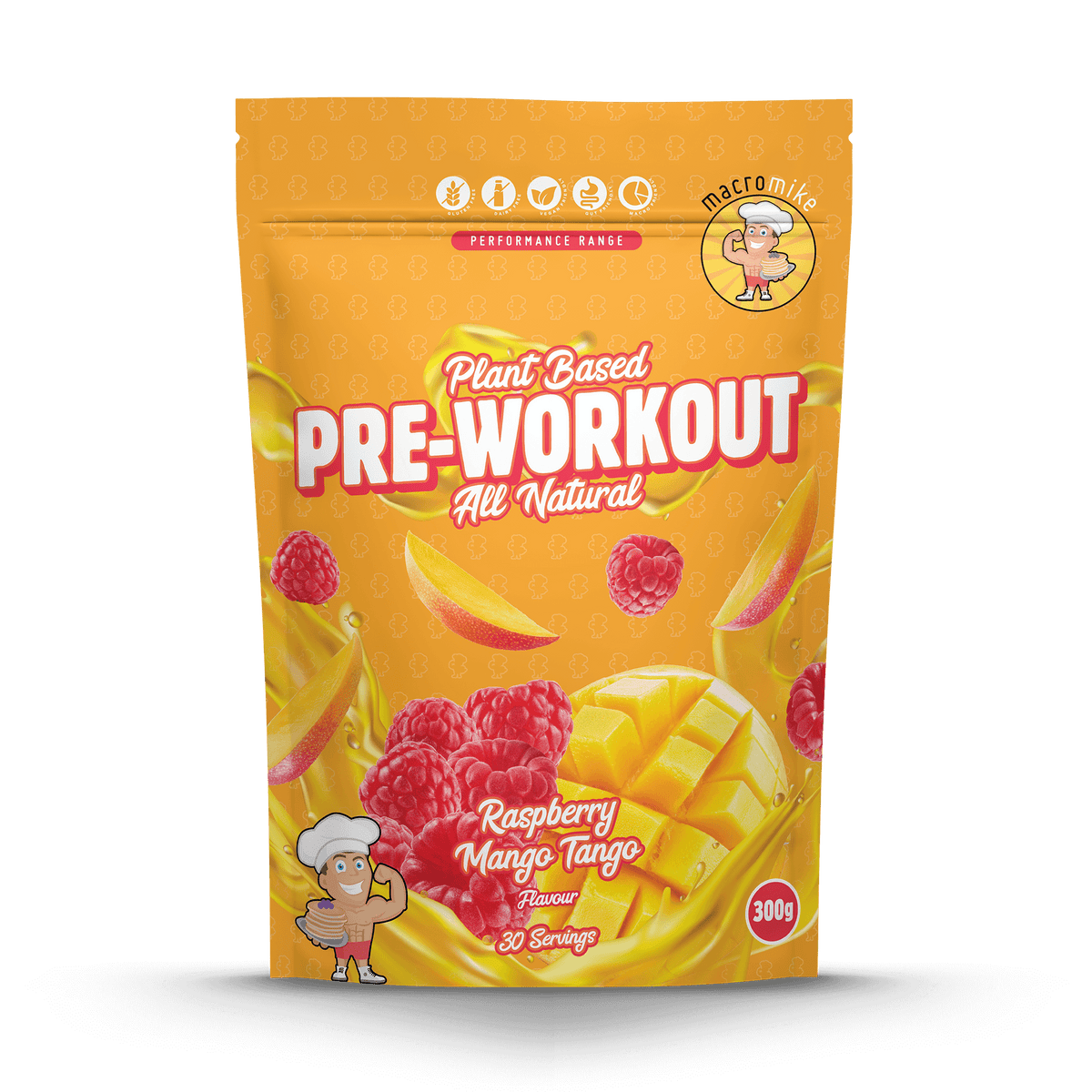 Raspberry Mango Tango Pre-Workout (300g Bag) – Macro Mike