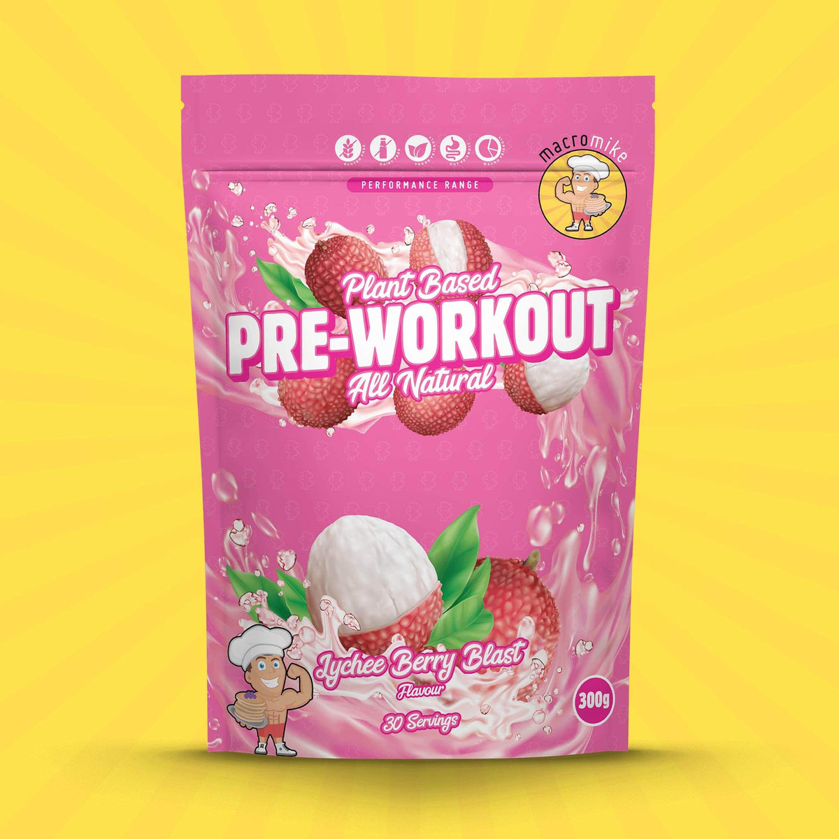 Lychee Berry Blast Pre-Workout (300g Bag) – Macro Mike