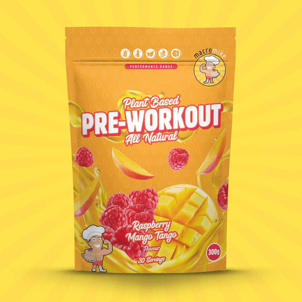 Raspberry Mango Tango Pre-Workout (300g Bag) – Macro Mike