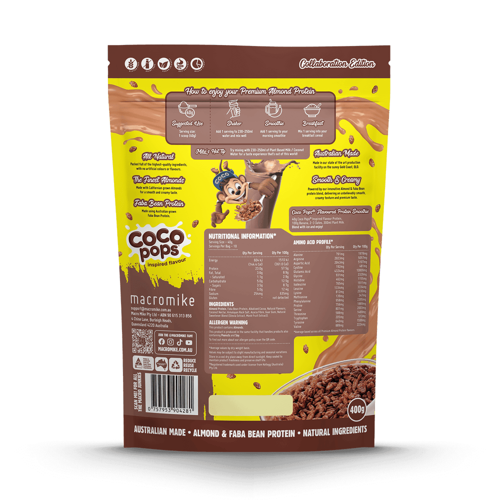 Macro Mike x Kellogg's Coco Pops Premium Almond Protein (400g Bag)