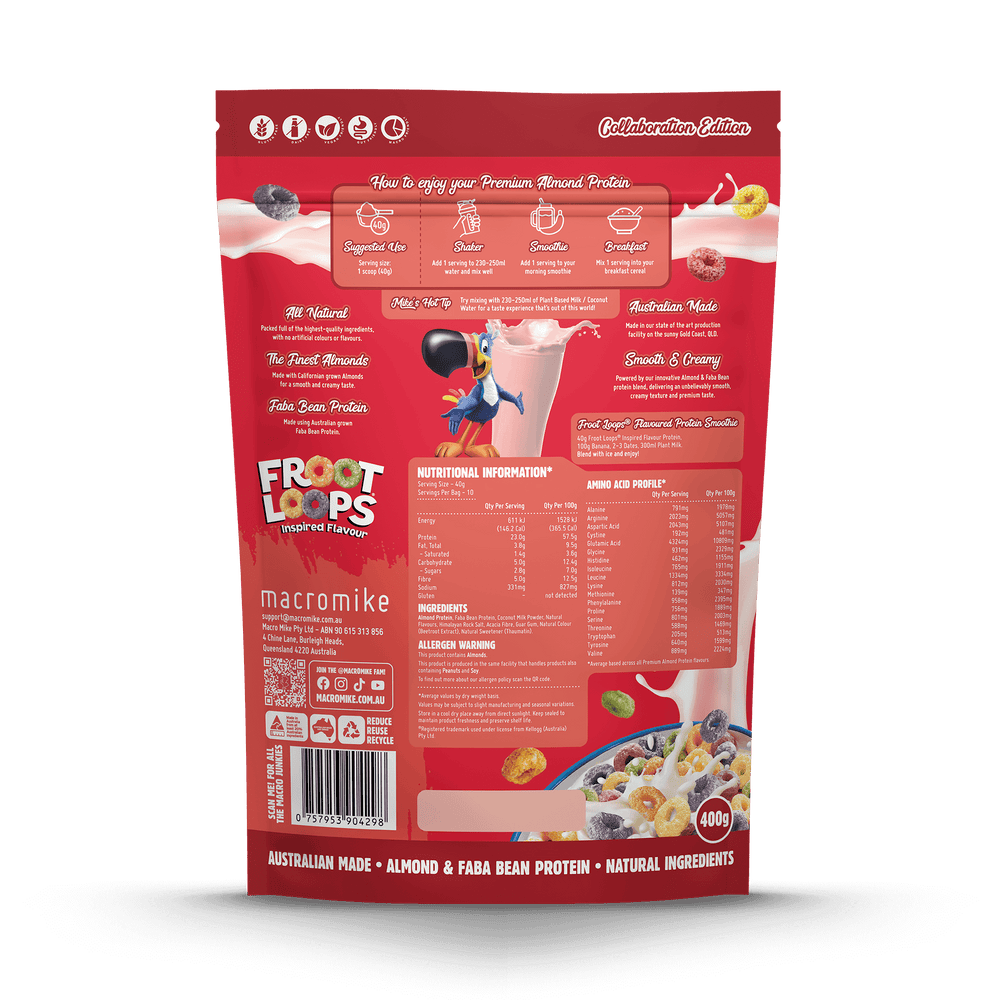 Macro Mike x Kellogg's Froot Loops Premium Almond Protein (400g Bag)