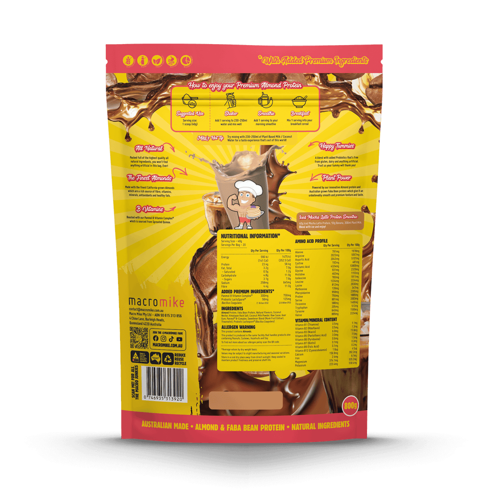 Iced Mocha Premium Almond Plant Based Protein (800g Bag) | Macro Mike