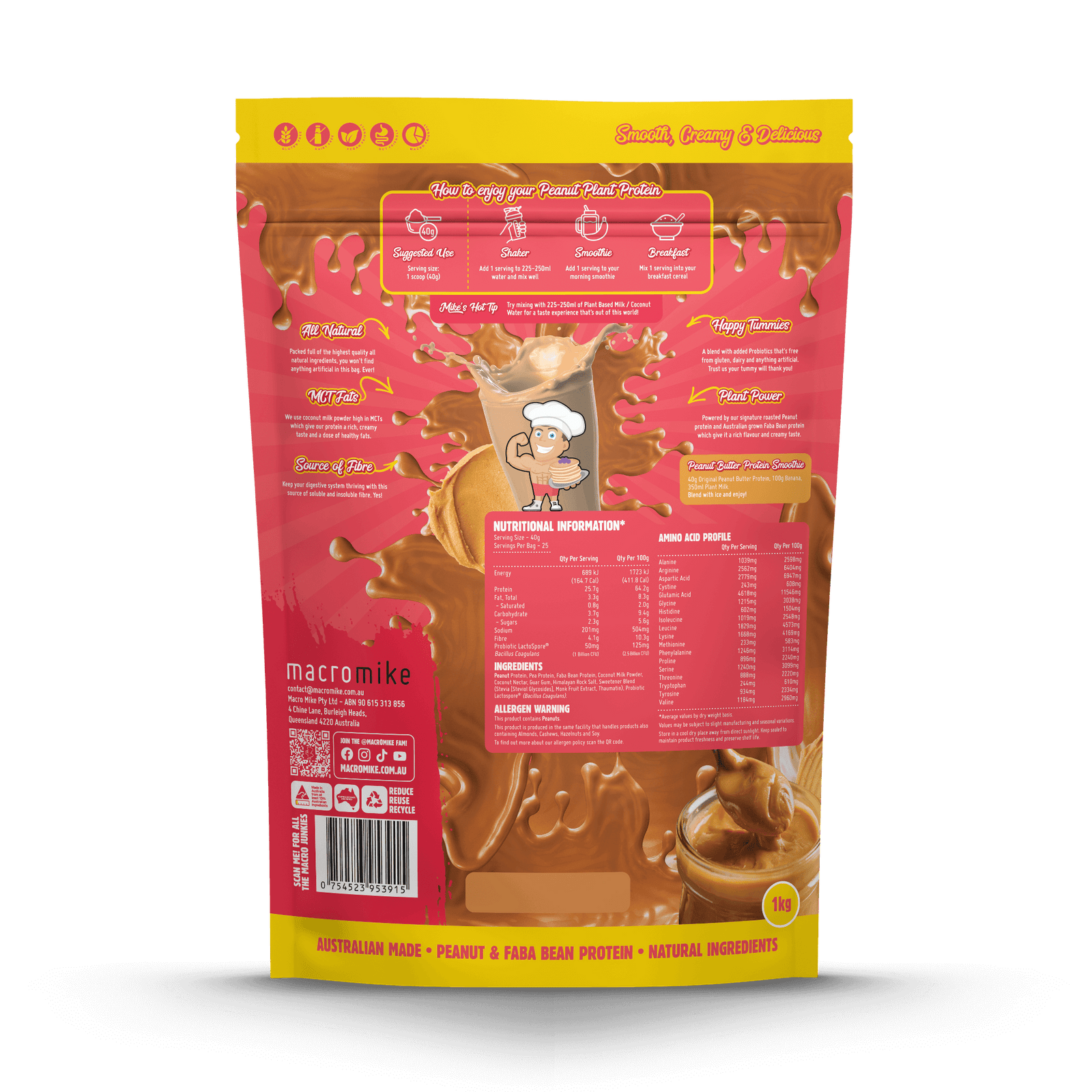Original Peanut Butter Plant Based Protein (1kg Bag) | Macro Mike