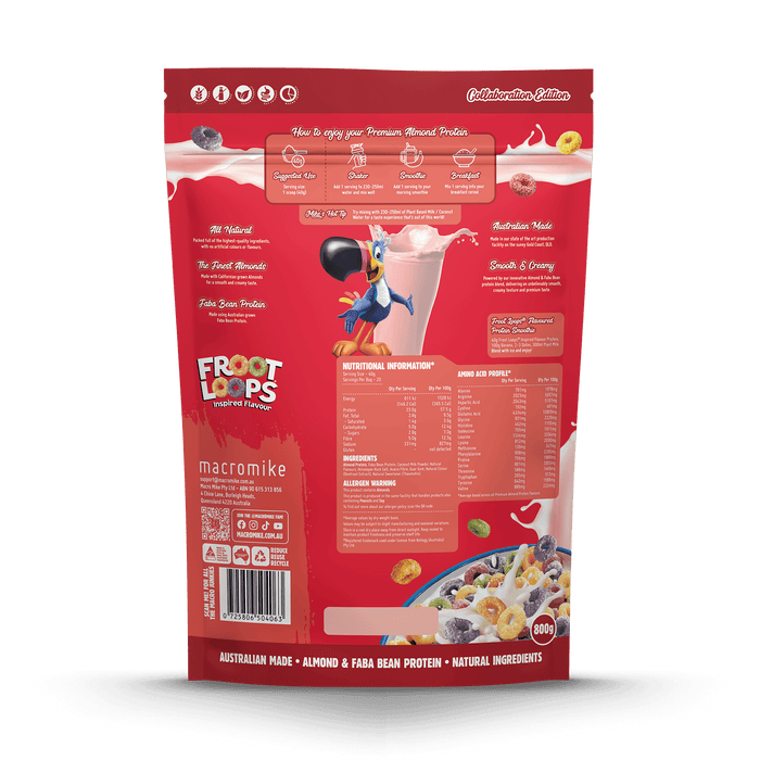Macro Mike x Kellogg's Froot Loops Premium Almond Protein (800g Bag)