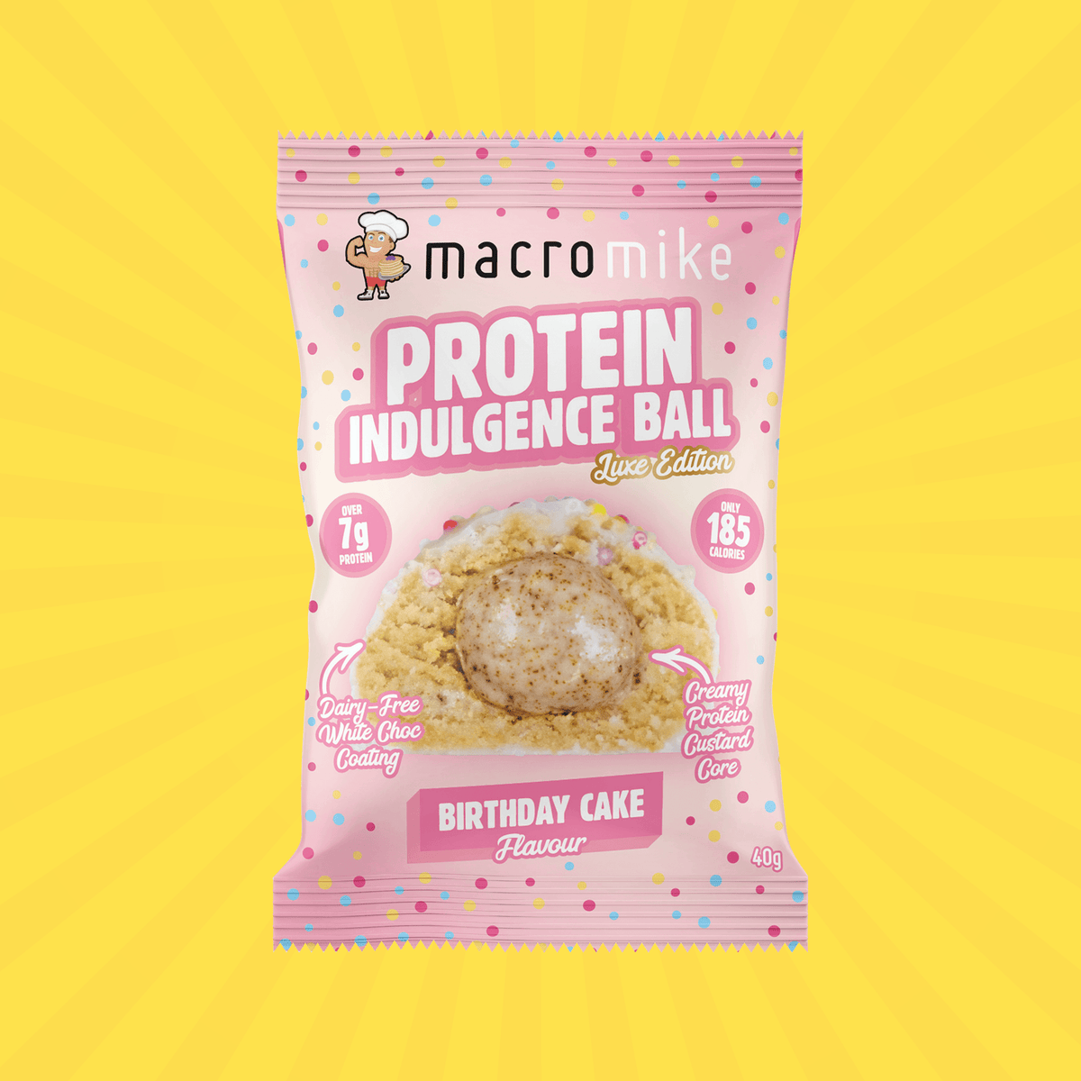 Birthday Cake Protein Indulgence Ball (1 x 40g) – Macro Mike