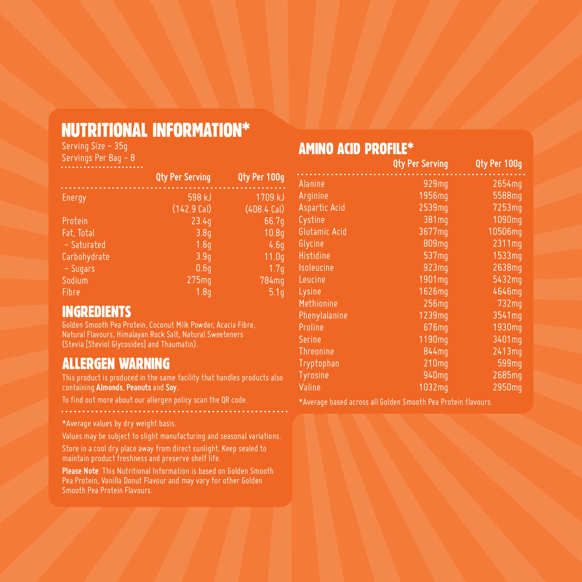 Golden Smooth Pea Protein Sample Pack (8 x 35g Sachets)