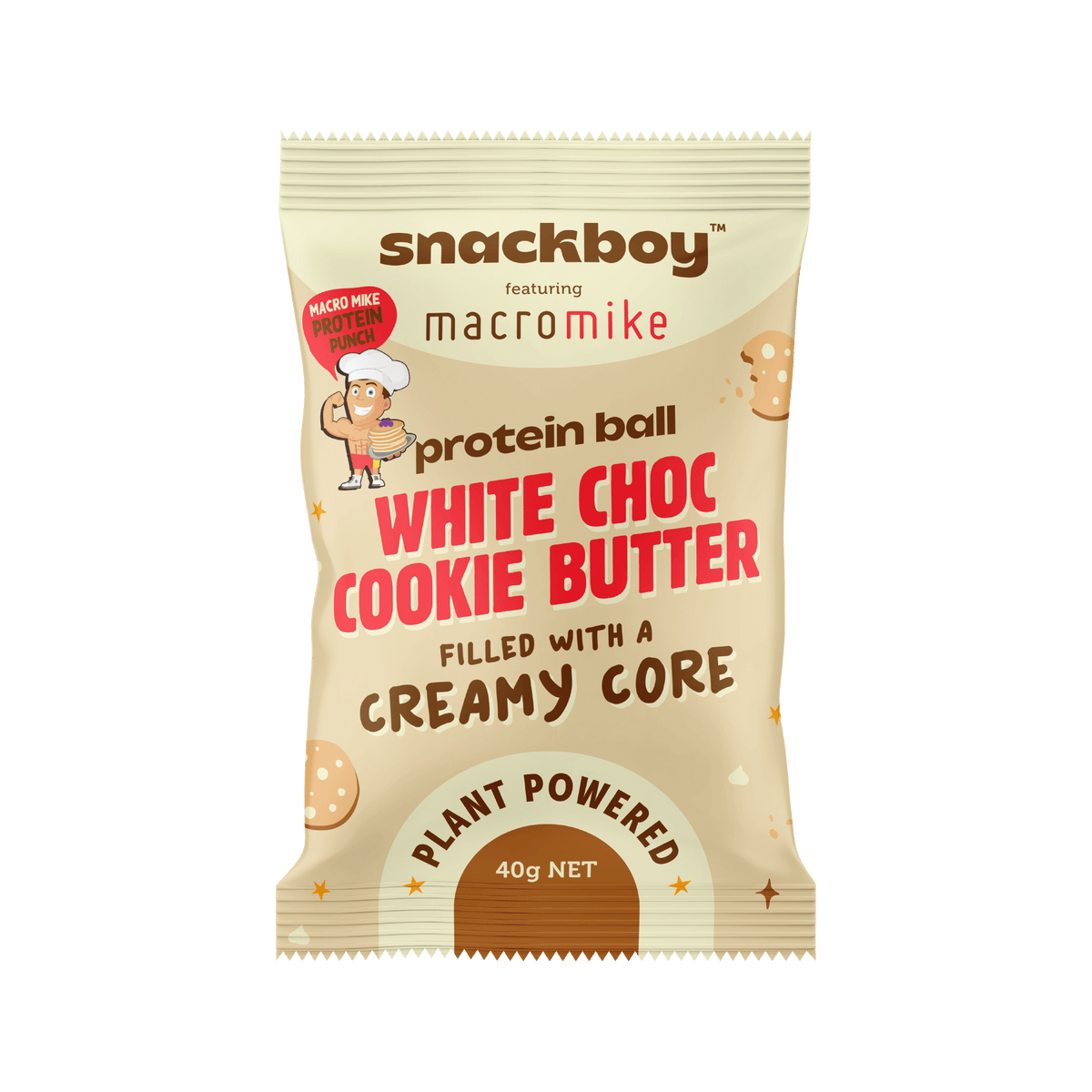 Macro Mike X Snackboy White Choc Cookie Butter Protein Ball (1 x 40g)