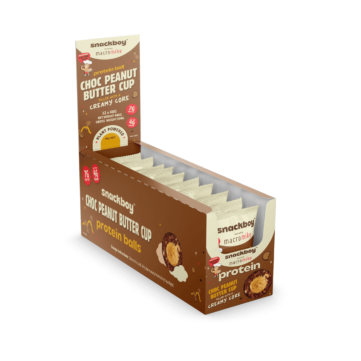 Macro Mike X Snackboy Choc Peanut Butter Cup Protein Ball (Box of 12 x