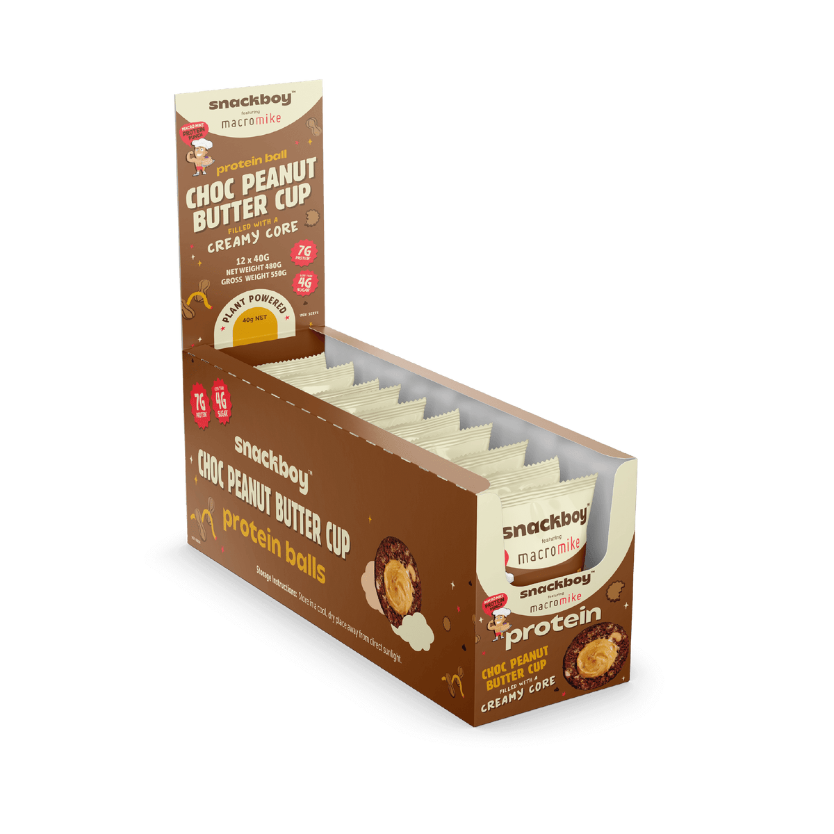 Macro Mike X Snackboy Choc Peanut Butter Cup Protein Ball (Box of 12 x