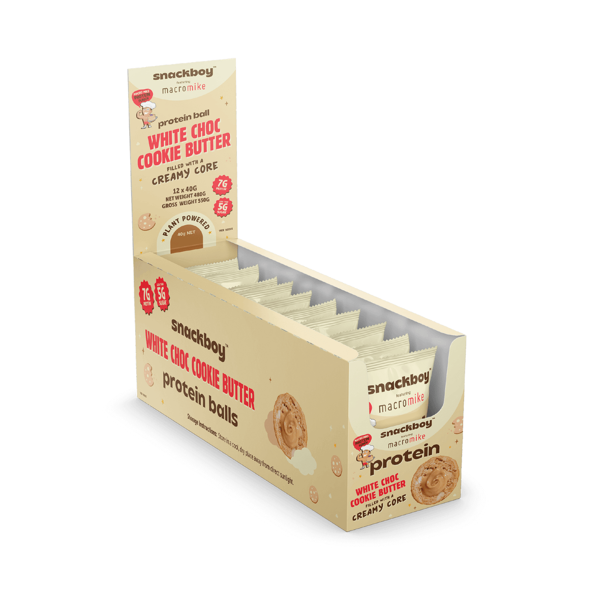 Macro Mike X Snackboy White Choc Cookie Butter Protein Ball (Box of 12