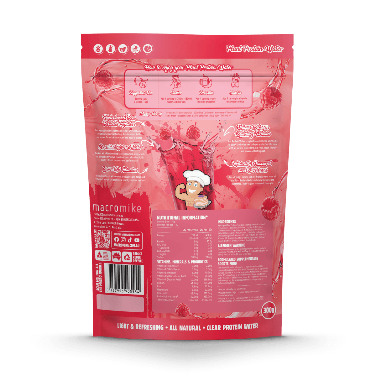 Red Raspberry Plant Protein Water | Macro Mike